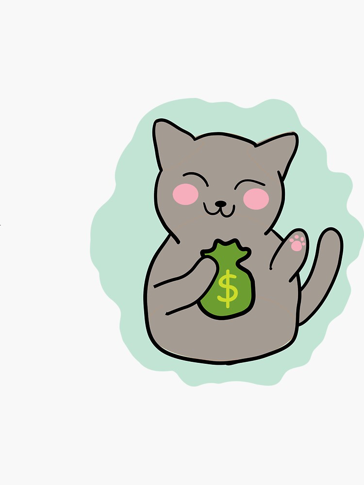 "Money Cat" Sticker for Sale by ienjoycatsss | Redbubble