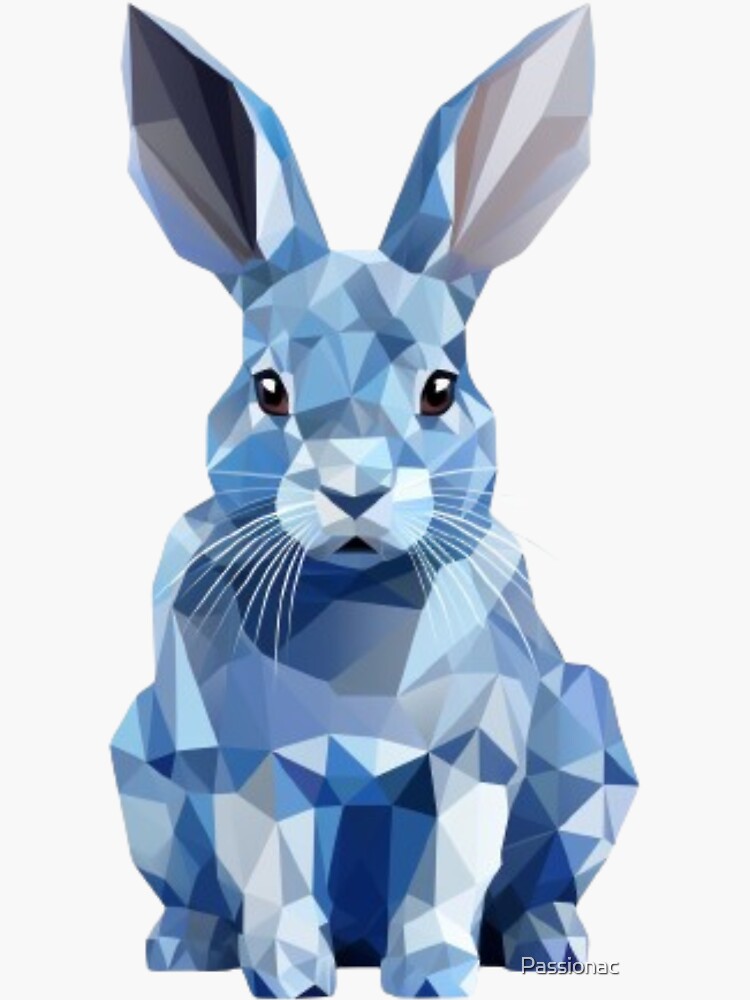 "Blue Geo Rabbit " Sticker for Sale by Passionac | Redbubble