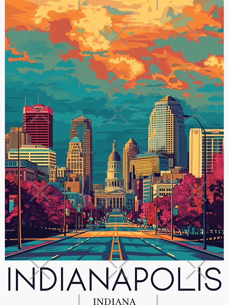 "A Pop Art Travel Print of Indianapolis - Indiana " Sticker for Sale by ...