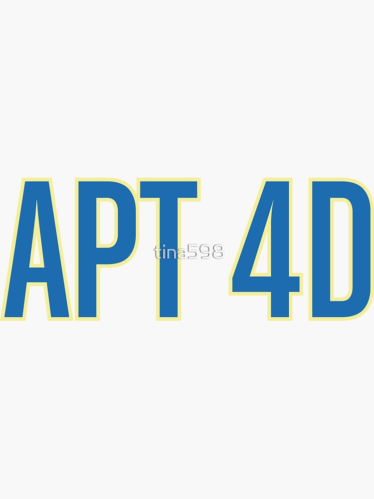 "Apt 4d" Sticker for Sale by tina598 | Redbubble