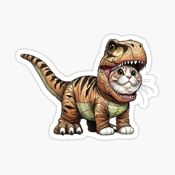 "Kittysaurus Rex" Sticker for Sale by digital-savant | Redbubble