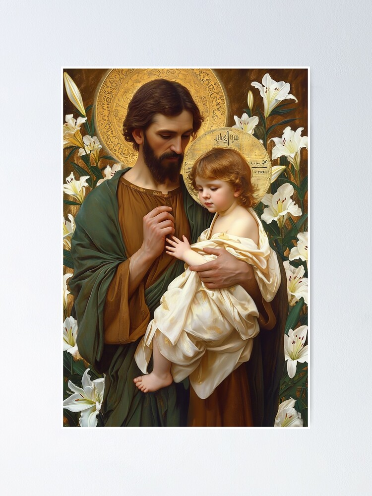 "Saint Joseph and the Christ Child" Poster for Sale by SanctifiedSouls ...