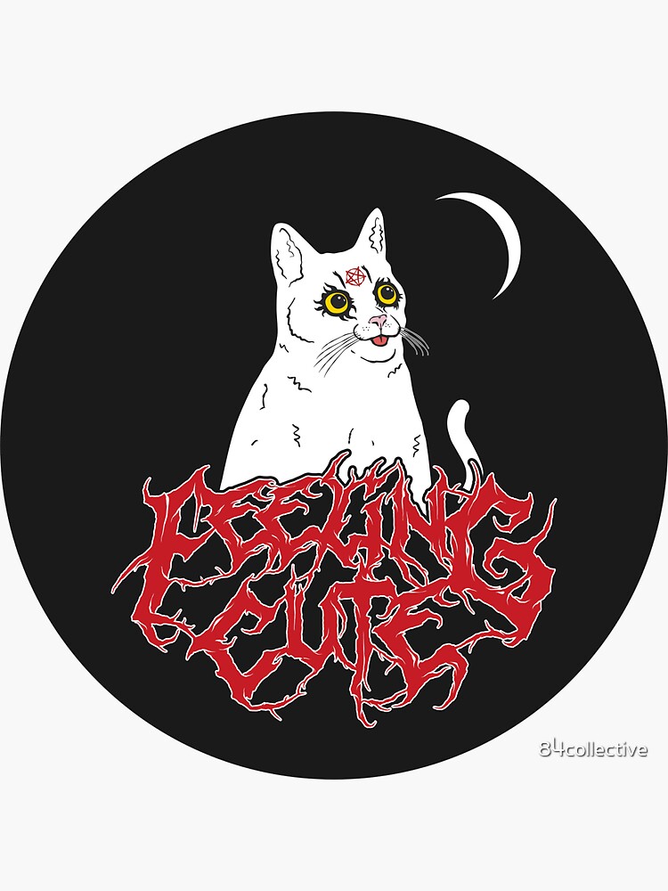 "Cute White Satanic Derpy Demon Cat Feeling Cute" Sticker for Sale by ...