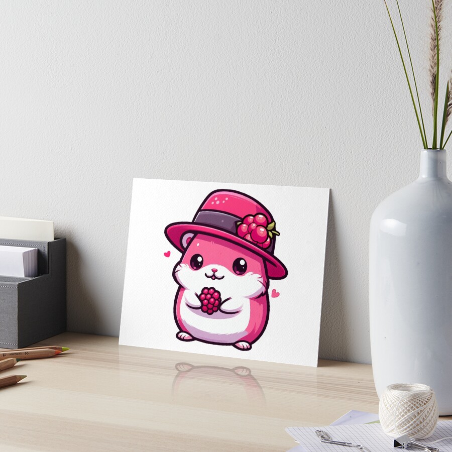"Cute Pink Hamster Raspberry with Hat" Poster for Sale by Delidream ...