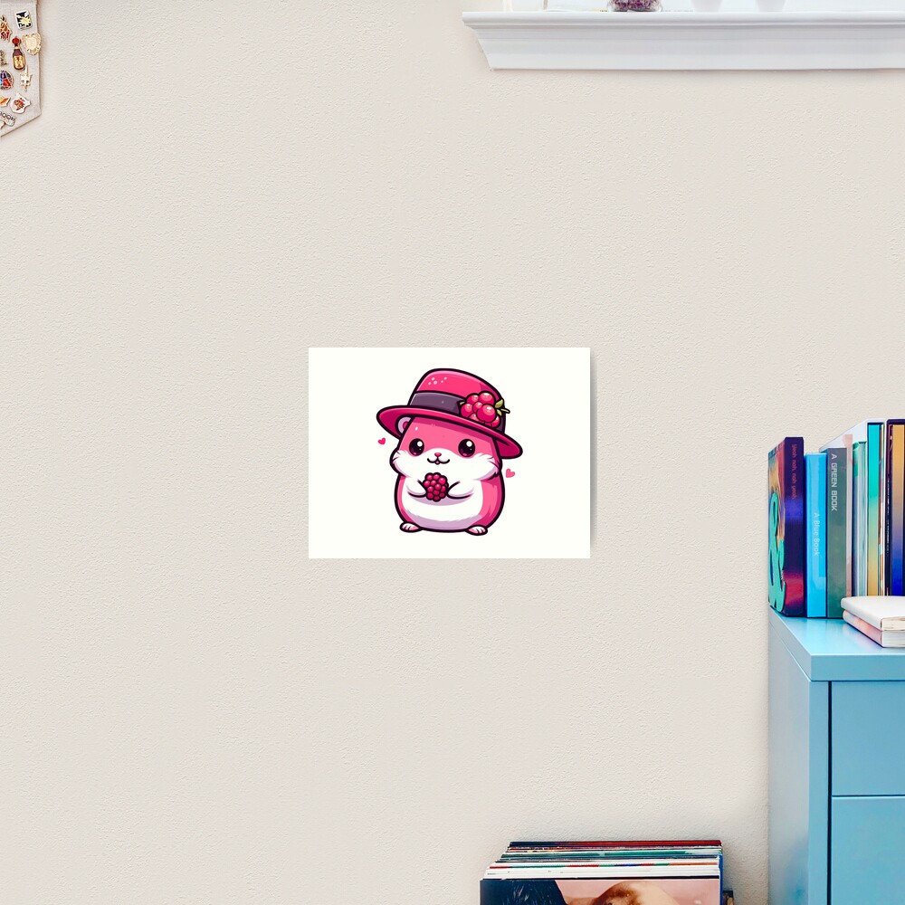 "Cute Pink Hamster Raspberry with Hat" Poster for Sale by Delidream ...