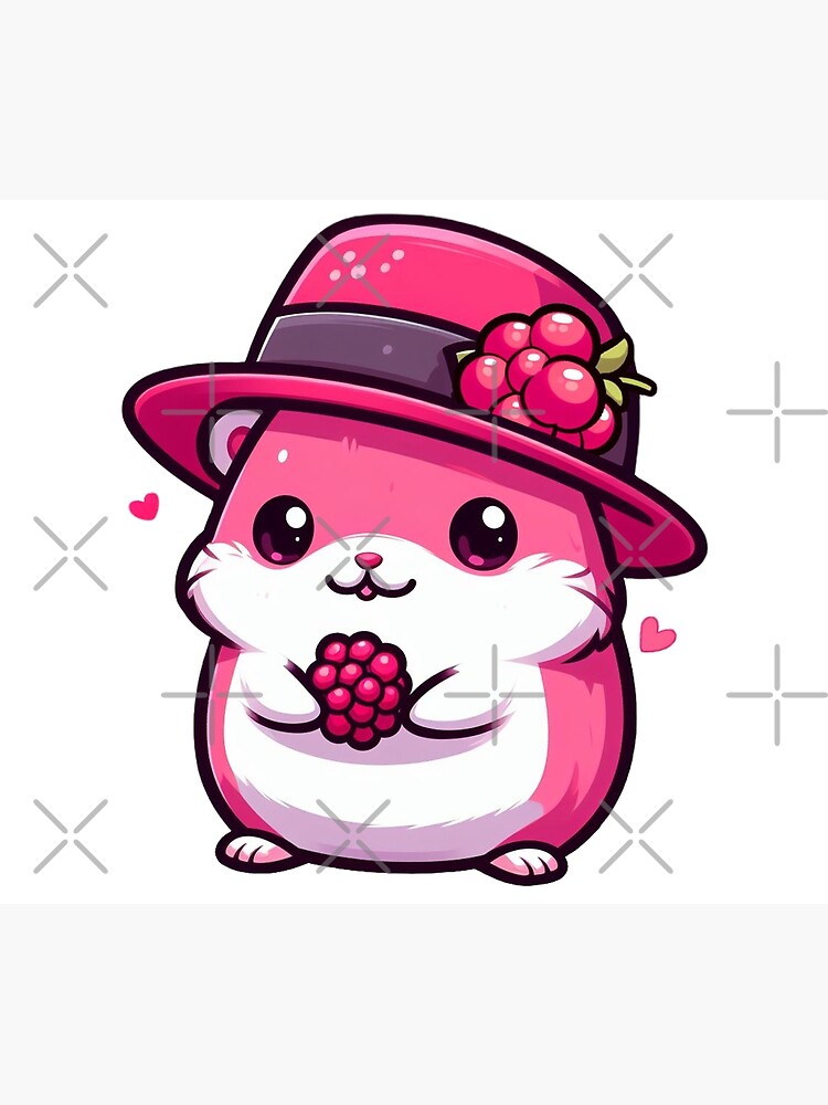 "Cute Pink Hamster Raspberry with Hat" Poster for Sale by Delidream ...