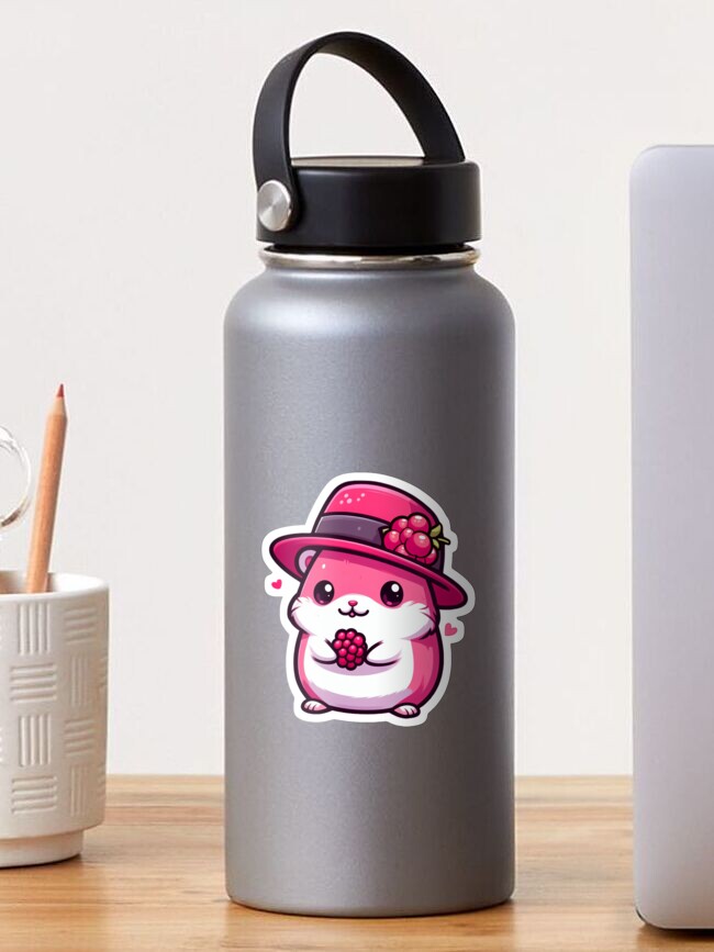 "Cute Pink Hamster Raspberry with Hat" Sticker for Sale by Delidream ...