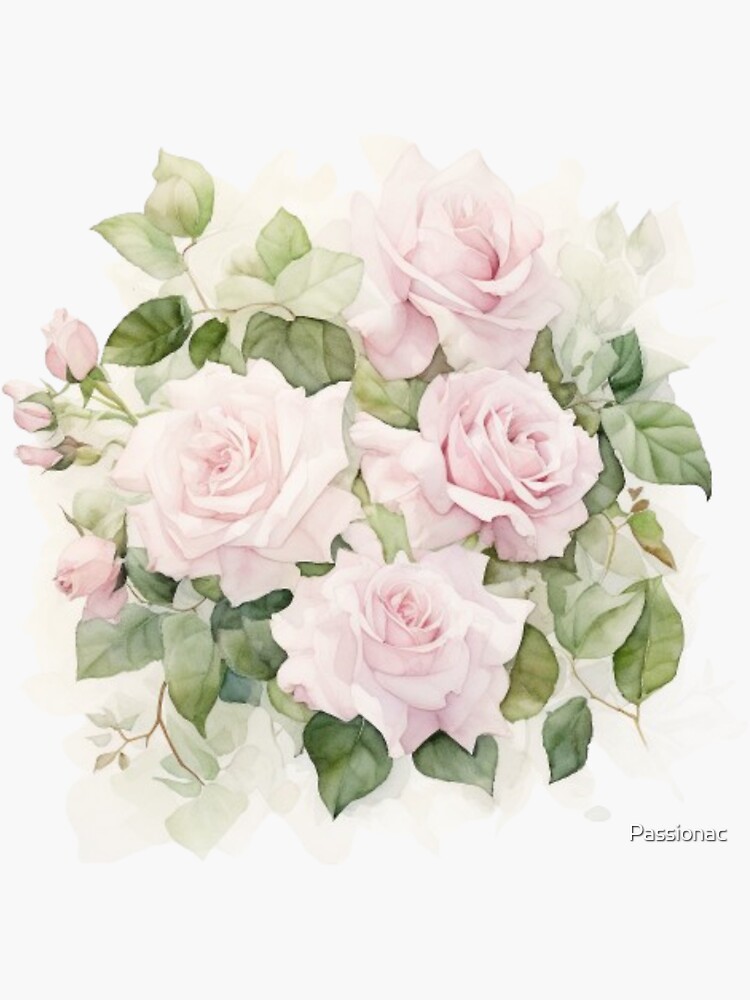 "Blush pink rose bouquet" Sticker for Sale by Passionac | Redbubble