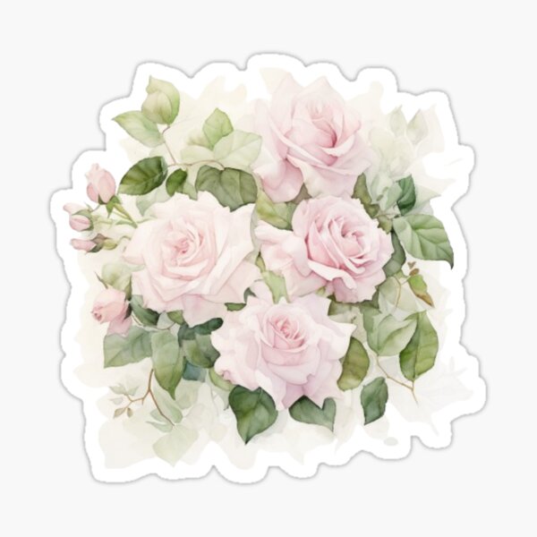 "Blush pink rose bouquet" Sticker for Sale by Passionac | Redbubble