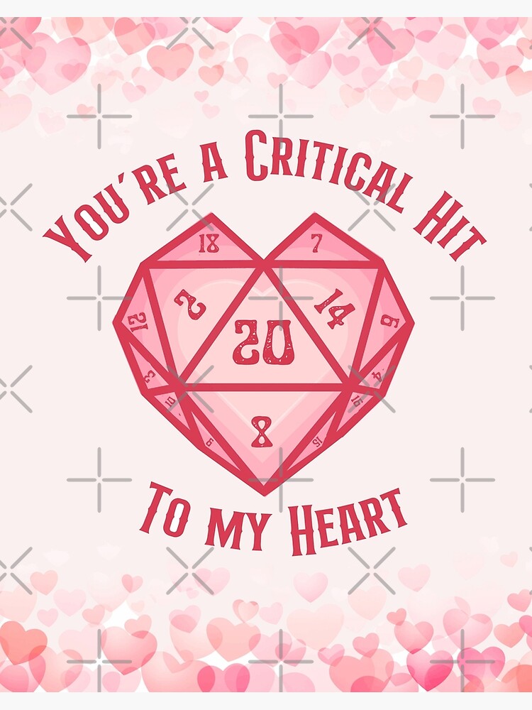 "DND VALENTINES: Critical hit to my heart, D20 Heart, natural 20 for ...