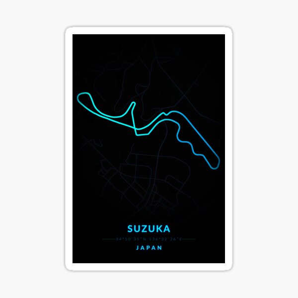 "Suzuka circuit in Japan in blue color neon style" Sticker by Jerhus ...