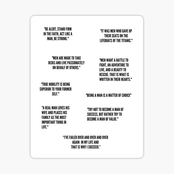 "Positive Masculinity Quotes to Inspire Men" Sticker for Sale by ...