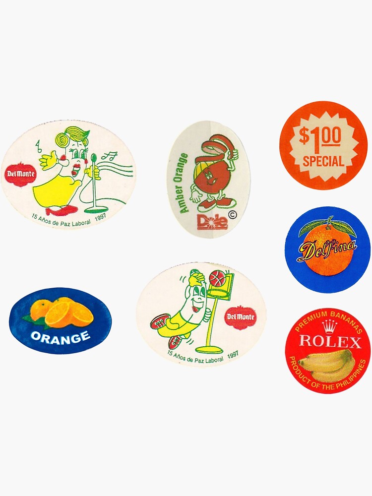 "vintage produce / fruit sticker set " Sticker for Sale by poopiedeuce ...