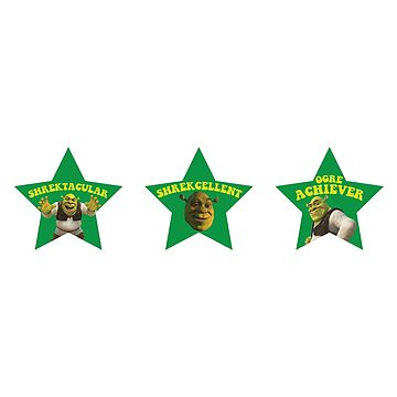 "Shrek Pun Pack, Ogre Achiever, Shrekcellent, Shrektacular" Sticker for ...