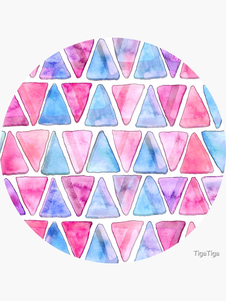 "Bubble Gum Watercolor Triangles " Sticker for Sale by TigaTiga | Redbubble