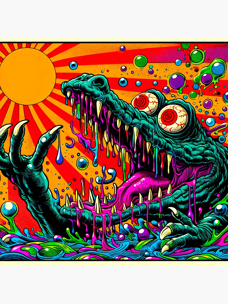 "Trippy Psychedelic Completely Fried Alligator Tripping Balls" Sticker ...