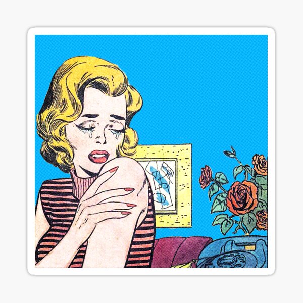 "Comic Girl - Tears - 1" Sticker for Sale by imageresource | Redbubble
