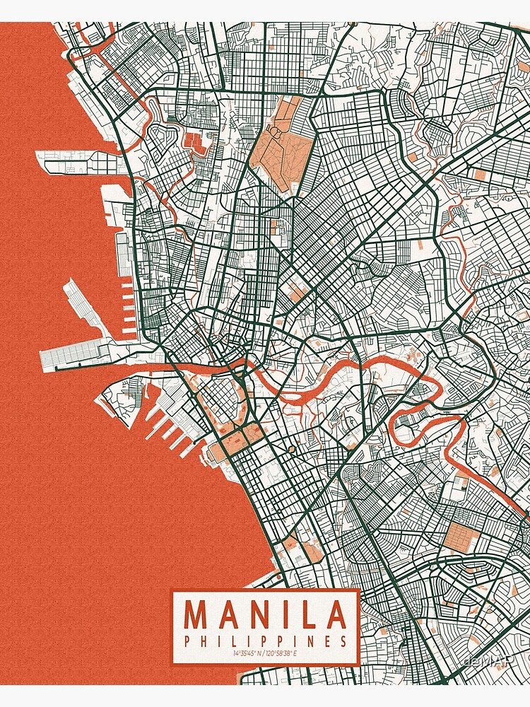 "Manila City Map of the Philippines - Bohemian" Poster for Sale by ...