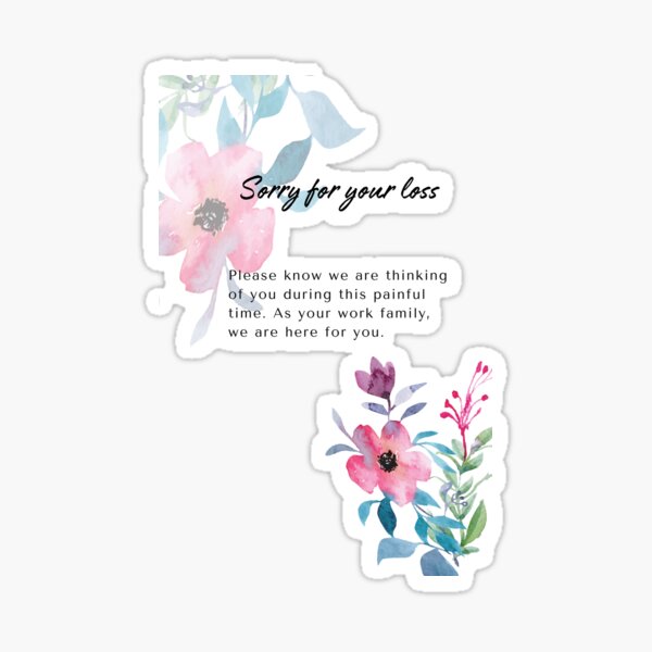 "condolence card for coworker, colleague" Sticker for Sale by helkav ...