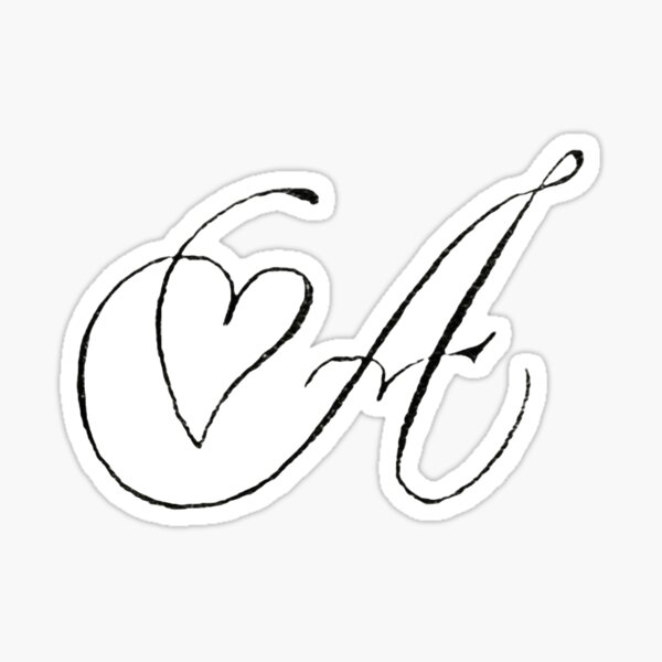 "cursive letter A with heart" Sticker for Sale by maryinmelb | Redbubble