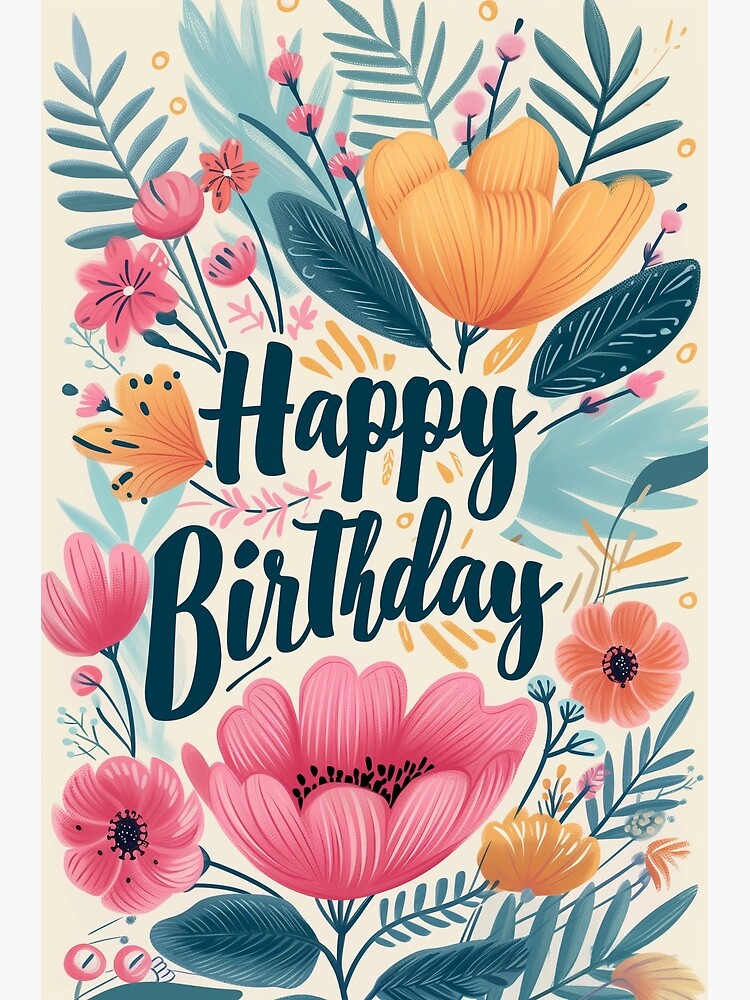 "Happy Birthday Spring Floral Art" Greeting Card for Sale by sheprint ...