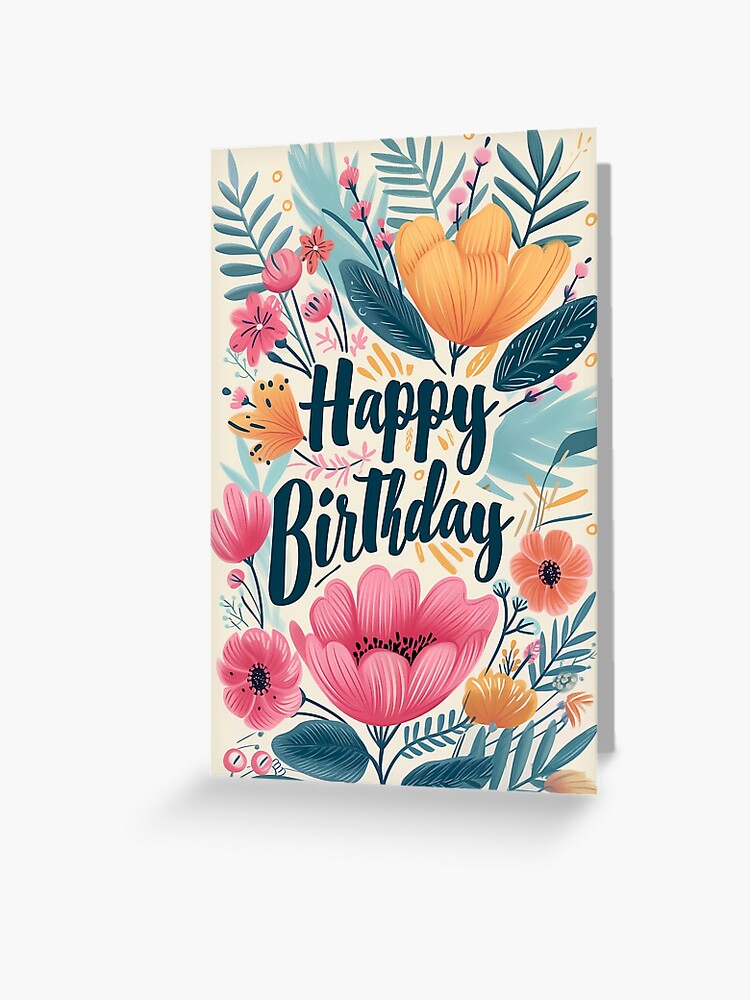 "Happy Birthday Spring Floral Art" Greeting Card for Sale by sheprint ...
