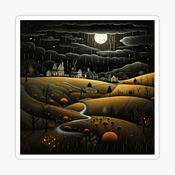 "Spotlight Moon Folk Art Style" Sticker for Sale by Neika Shimm Designs ...