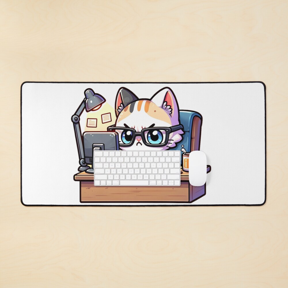"Cute and kawaii programmer cat who works hard" Sticker for Sale by ...