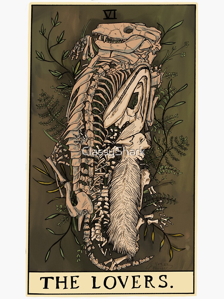"Triassic Cuddle Tarot Card: The Lovers" Sticker for Sale by ...