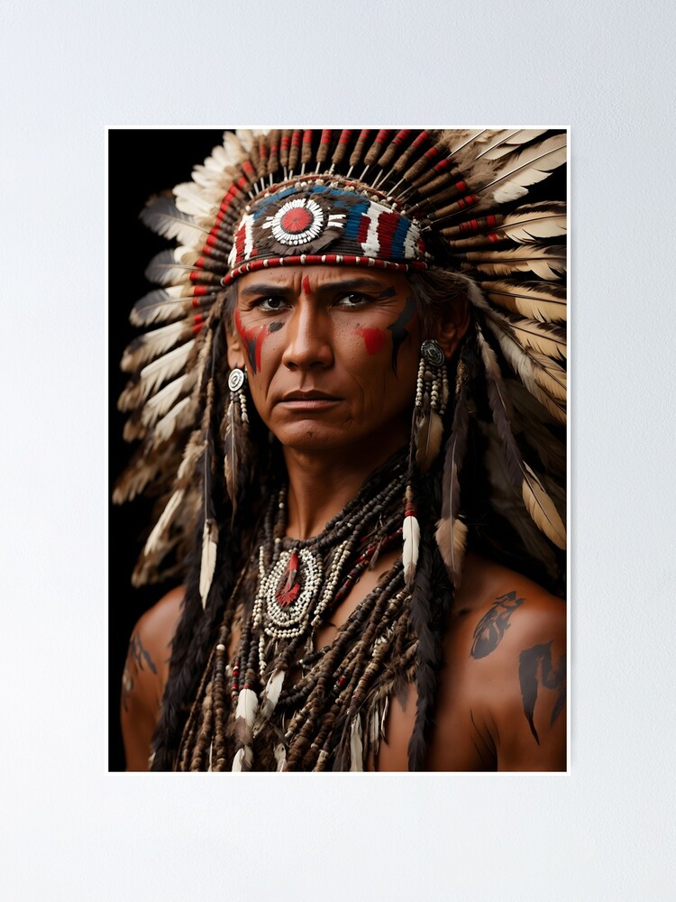 "Cherokee Indian Chief Warrior" Poster for Sale by SoccaTamam | Redbubble