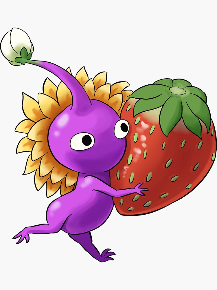 "Dandelion decor Purple pikmin running with strawberry" Sticker for ...