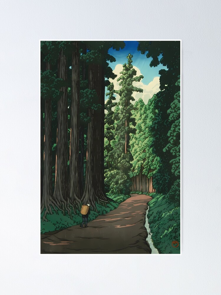 "The Road to Nikkô, Hasui Kawase, Nikko Kaido A road through a deep ...