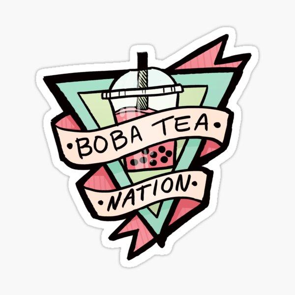 "Boba tea Badge - 04" Sticker by VictorianInk | Redbubble