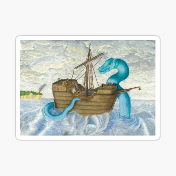 "At the Mercy of the Sea Serpent" Sticker by TheLonePencil | Redbubble