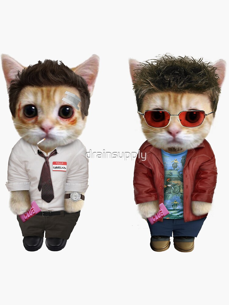 "Fight Club Cats Tyler Durden Narrator mini Sticker Pack" Sticker for ...