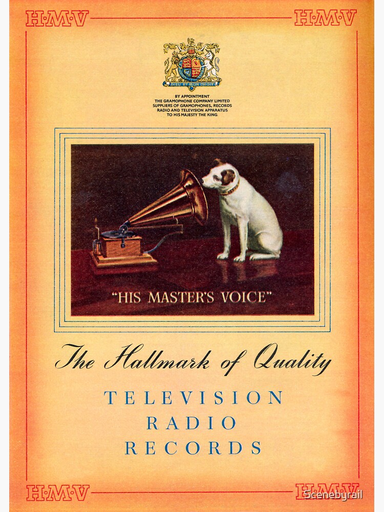 "Vintage HMV advert" Sticker for Sale by Scenebyrail | Redbubble