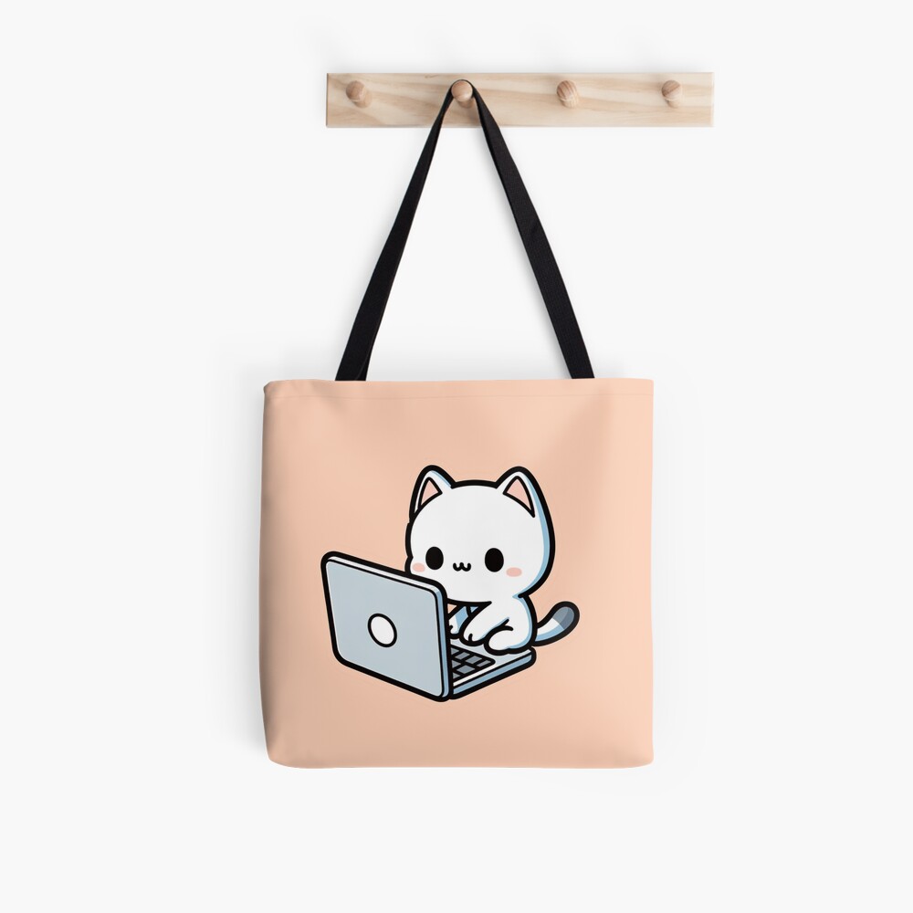 "Cute white cat in computer" Sticker for Sale by TinySteps | Redbubble