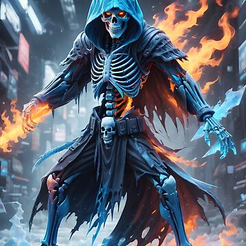 "Hooded Skeleton, Fire and Ice" Sticker for Sale by Geek-Girl-Art ...
