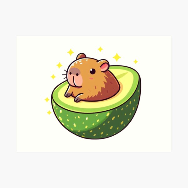 "Cute Capybara Avocado " Art Print for Sale by Delidream | Redbubble