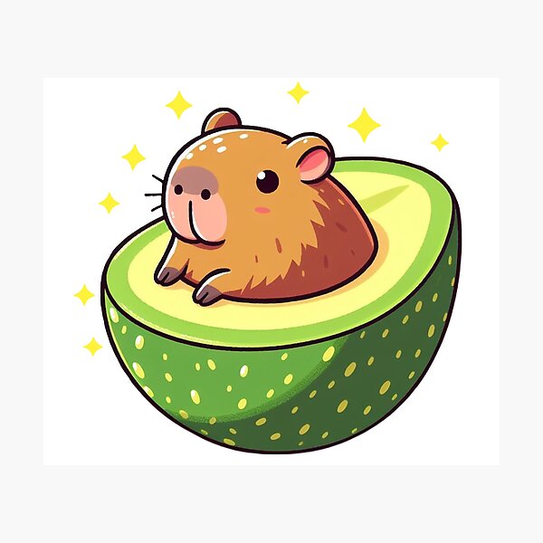 "Cute Capybara Avocado " Photographic Print for Sale by Delidream ...