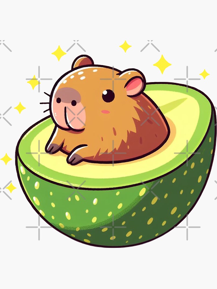 "Cute Capybara Avocado " Sticker for Sale by Delidream | Redbubble