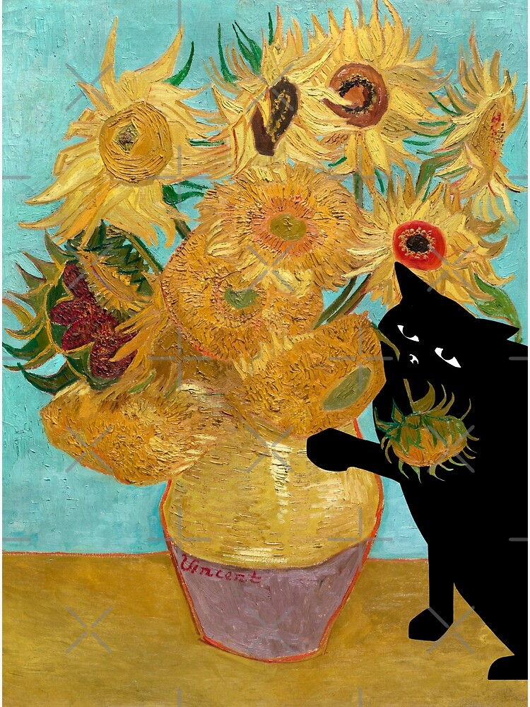 "van gogh sunflowers with a cat" Photographic Print for Sale by Mitra ...