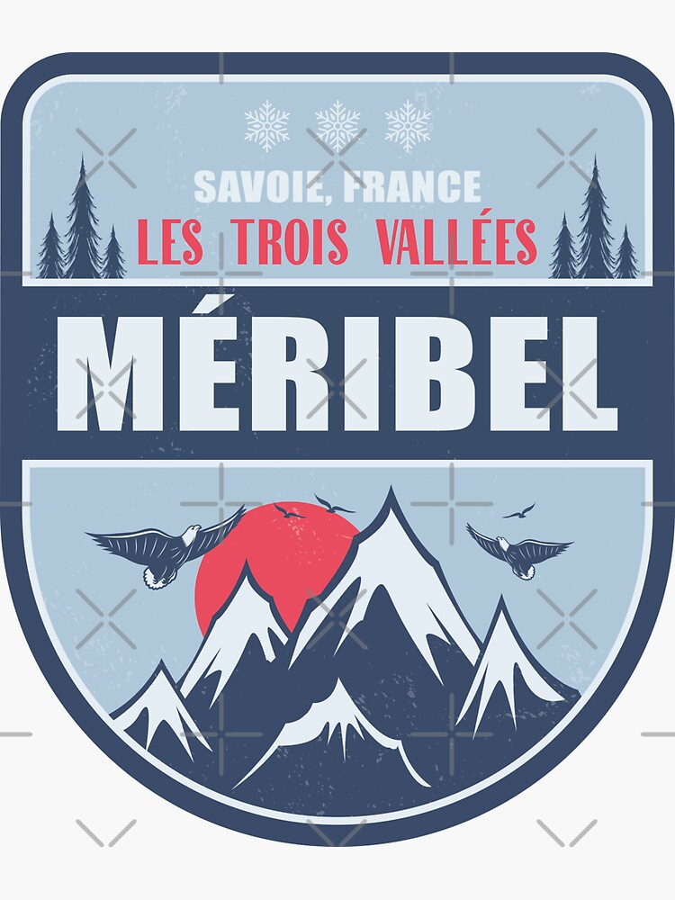 "Meribel France Vintage Winter Skiing Design" Sticker for Sale by ...