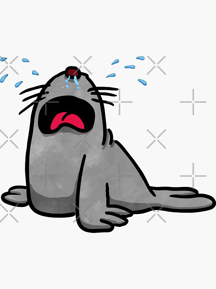 "Cute crying cartoon seal" Sticker by SuRReal3D | Redbubble