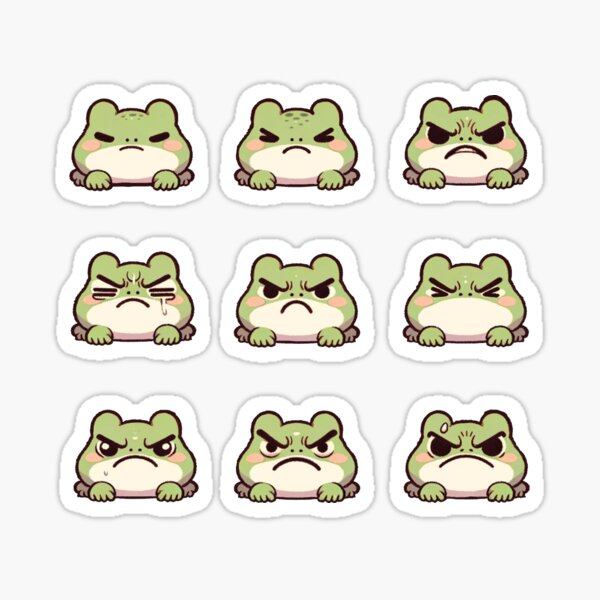 "Cute Grumpy Frogs" Sticker for Sale by ScroggMcGoose | Redbubble