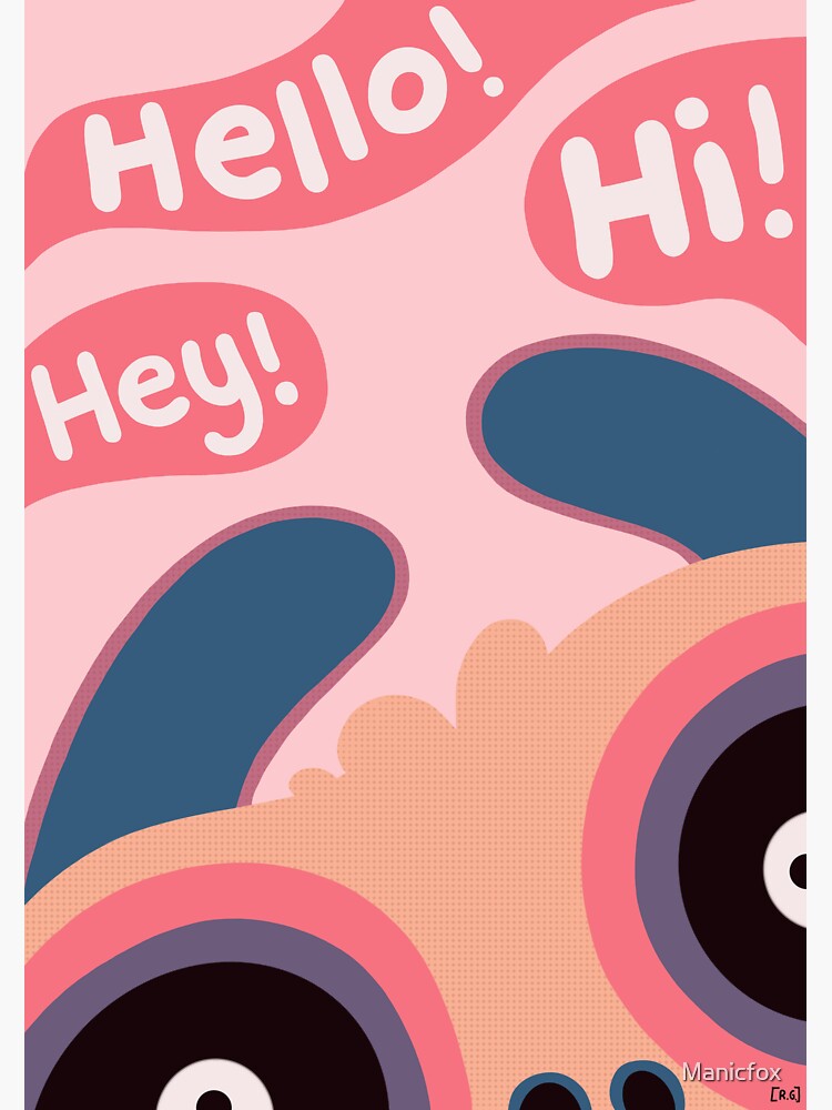 "Hello!Hey!Hi!" Sticker for Sale by Manicfox | Redbubble
