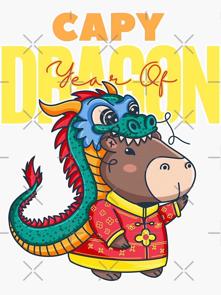 "Capy Year of Dragon" Sticker for Sale by Jorge Meza Mankita | Redbubble