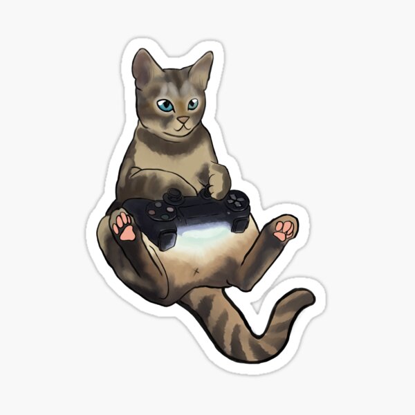 "Gamer Cat" Sticker for Sale by SwordPupperoni | Redbubble