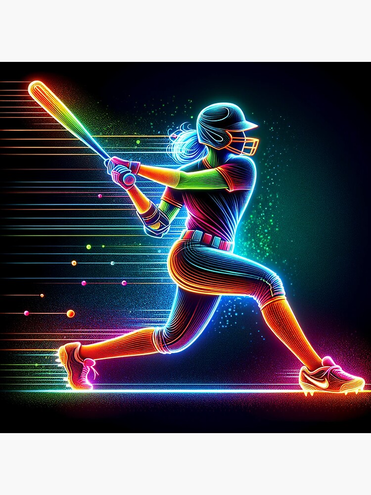 "Neon Glow Softball Batter 1" Sticker for Sale by Urban-Cloud | Redbubble