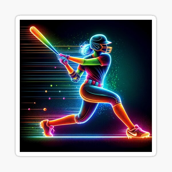 "Neon Glow Softball Batter 1" Sticker for Sale by Urban-Cloud | Redbubble